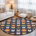 Cartoon Animal Round Living Room Rugs 3.3 ft, Lion Tiger Monkey Zebra ...