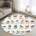 Cartoon Animal Round Rug 4ft Washable Circle Entryway Rugs Non Slip ...