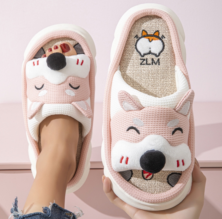 Cartoon Animal Shape Slippers, Womens Four Seasons Home Linen Slippers ...