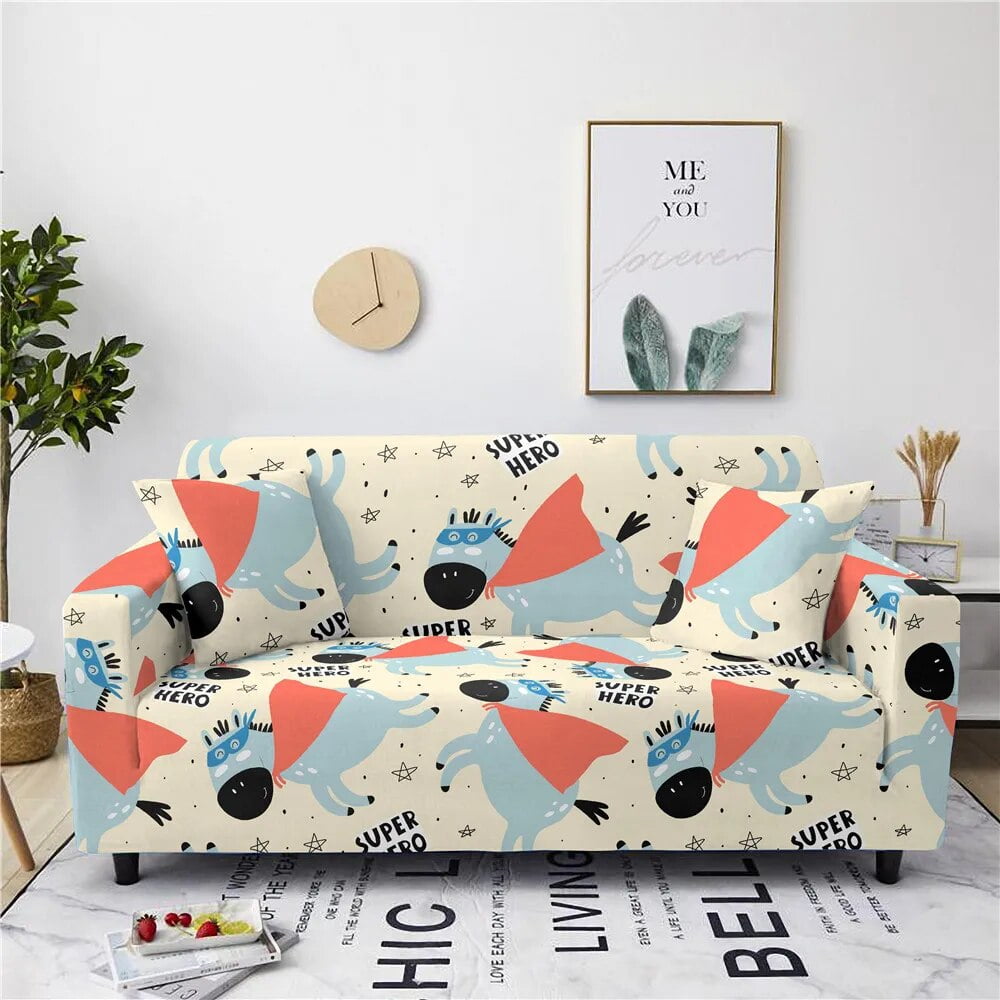 Cartoon Animal Sofa Cover for Living Room Stretch Elastic Couch Cover ...