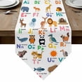Cartoon Animal Table Runner Linen Burlap Table Runner 72 Inches Long ...