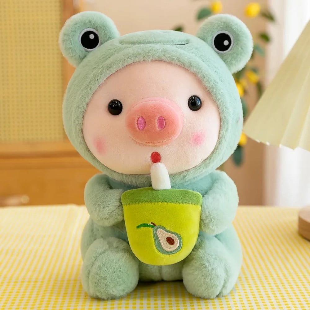 Cartoon Animal Transformation Milk Tea Pig Plush Toy Little Frog Doll ...