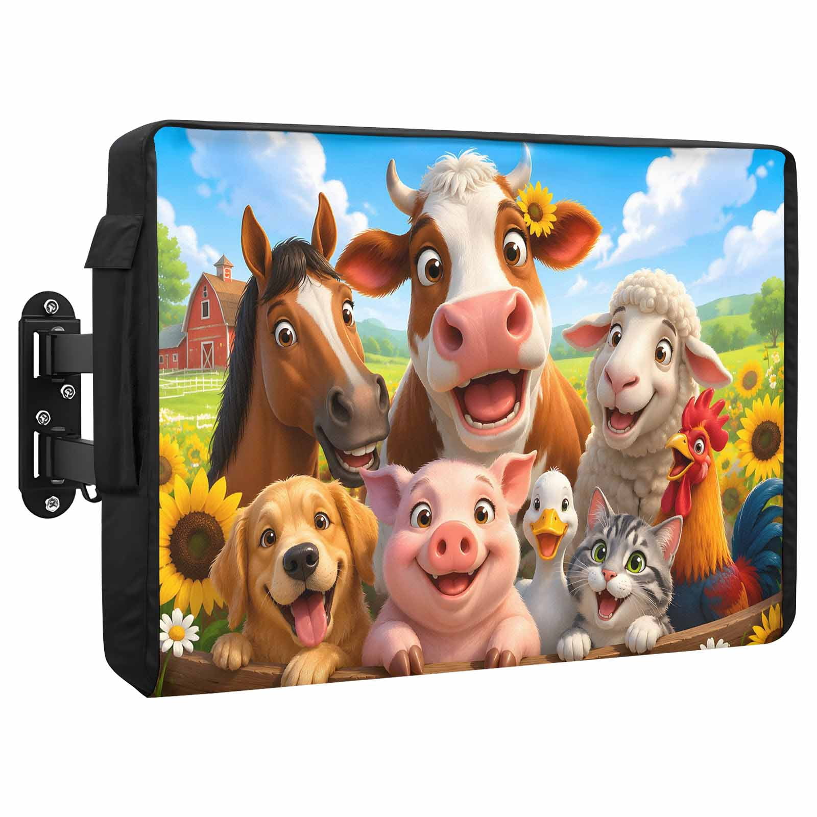 Cartoon Animal Waterproof Outdoor TV Cover, Cow Sheep Horse Pig Kitten ...