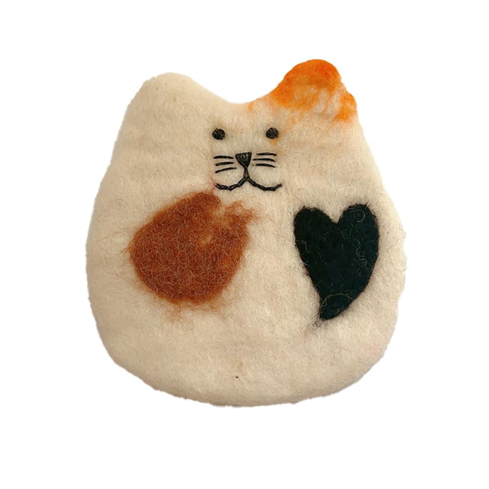 Cartoon Animal Wool Felt Tea Coasters, Water Coasters Cute Cat Anti ...