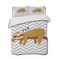 Cartoon Animals 3 Pieces Quilt Set, 1 Quilt with 2 Shams, Brown ...