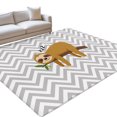 Cartoon Animals 3x5ft Non Slip Area Rug Brown Sleeping Lazy Sloths Grey ...