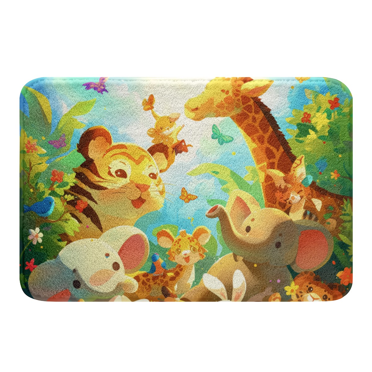 Cartoon Animals Bathroom Rugs 16"X 24",Tropical Zoo Bath Mat Room Decor ...