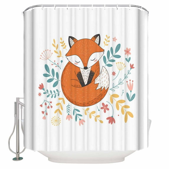 Cartoon Animals Bathroom Shower Curtains with 12 Hooks Polyester ...
