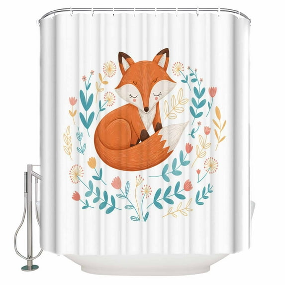 Cartoon Animals Bathroom Shower Curtains with 12 Hooks Polyester ...