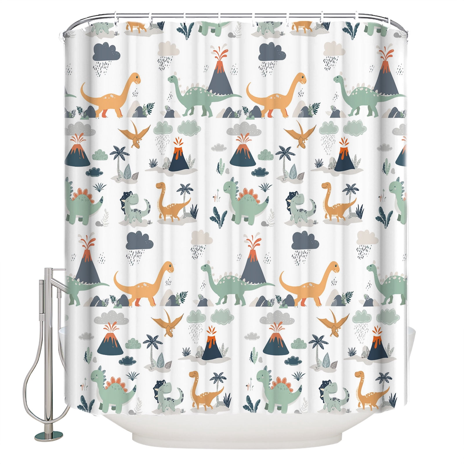 Cartoon Animals Bathroom Shower Curtains with 12 Hooks Waterproof ...