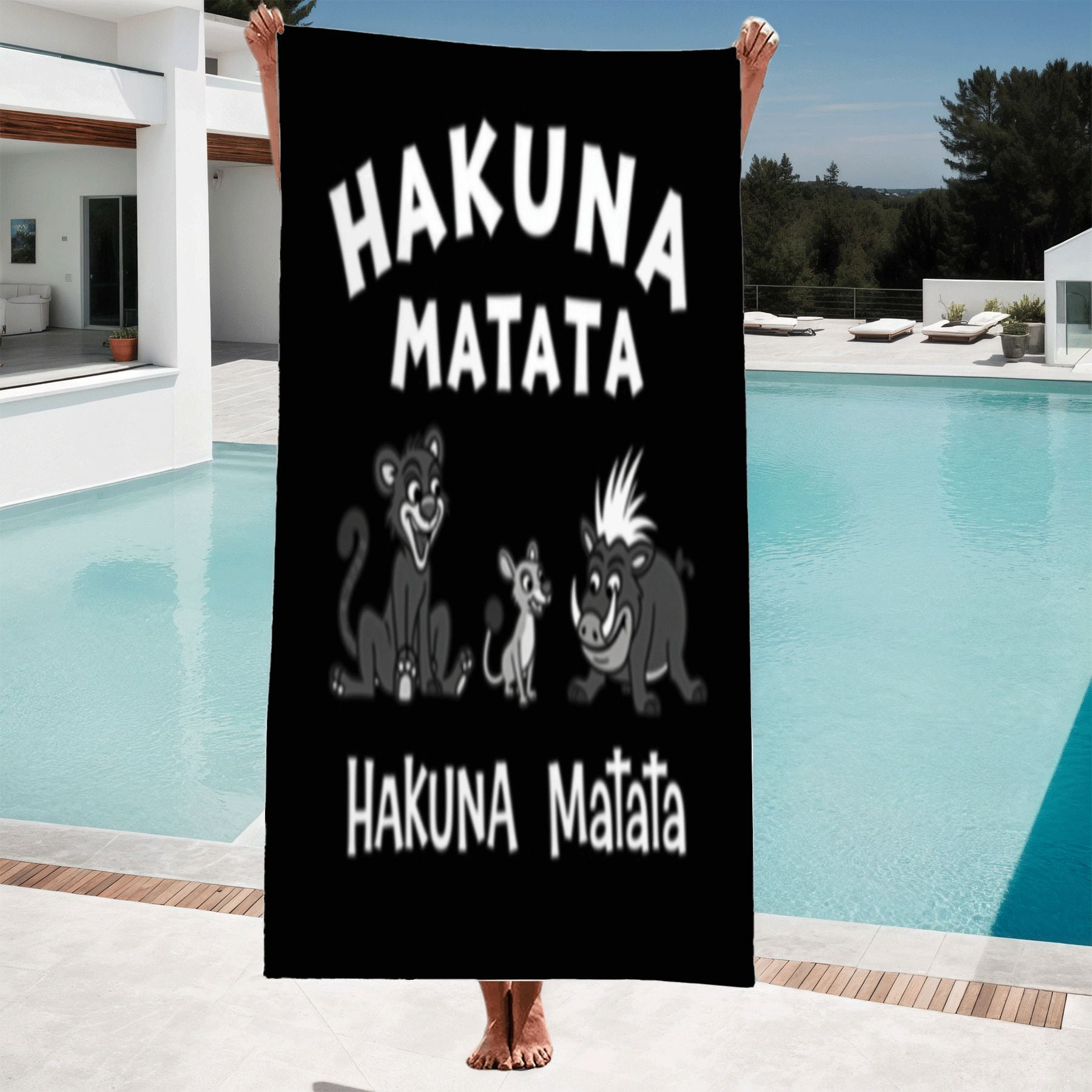 Cartoon Animals Beach Towel - Fun Lion Zebra Design for Pool Bath ...