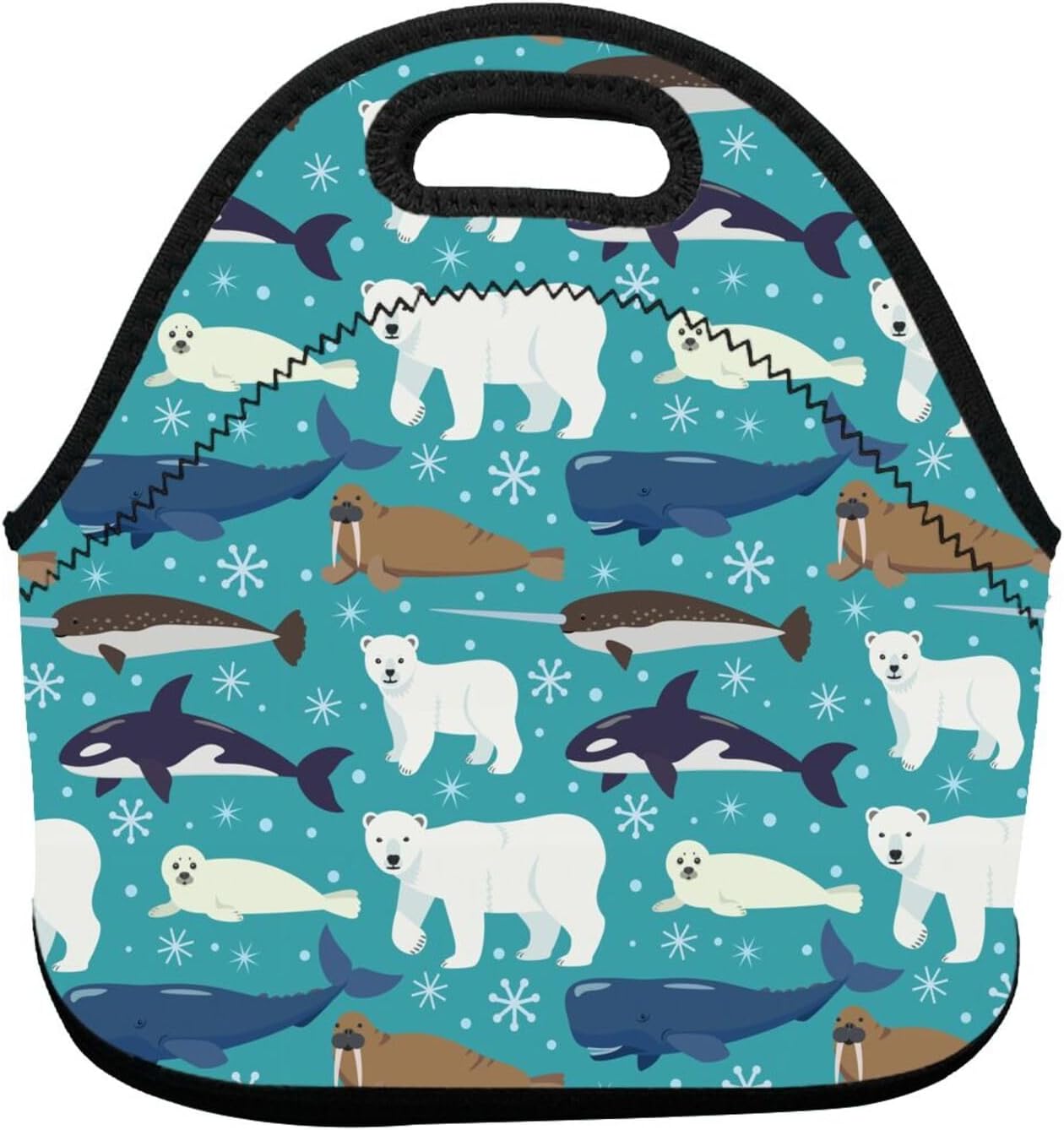 Cartoon Animals Of Bear, Seal And Whale Lunch Bag Insulated Lunch Box ...