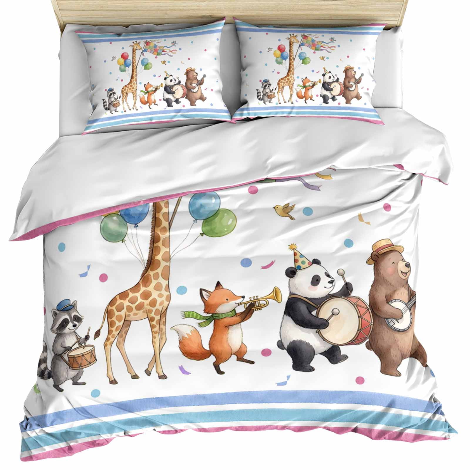 Cartoon Animals Bedding 3 Piece Duvet Cover Set Twin Size, Modern ...