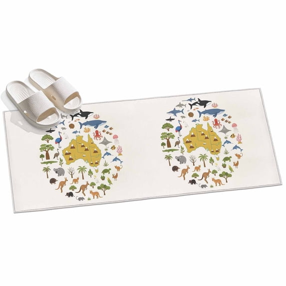 Cartoon Animals Botanical Hallway Runner Rug 2x6 Washable Non Slip ...