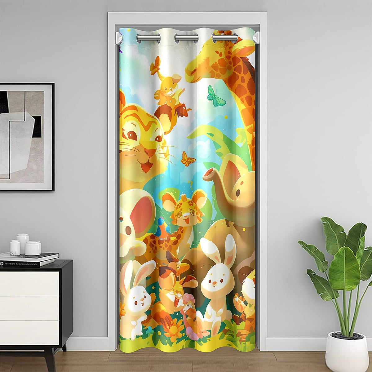 Cartoon Animals Door Curtains for Doorways Door Window 59"W X 80"L ...