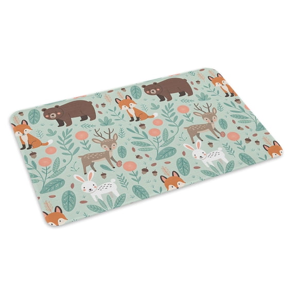 Cartoon Animals Doormat Cute Foxes Rabbits Bears Flower Leaf Non Slip ...