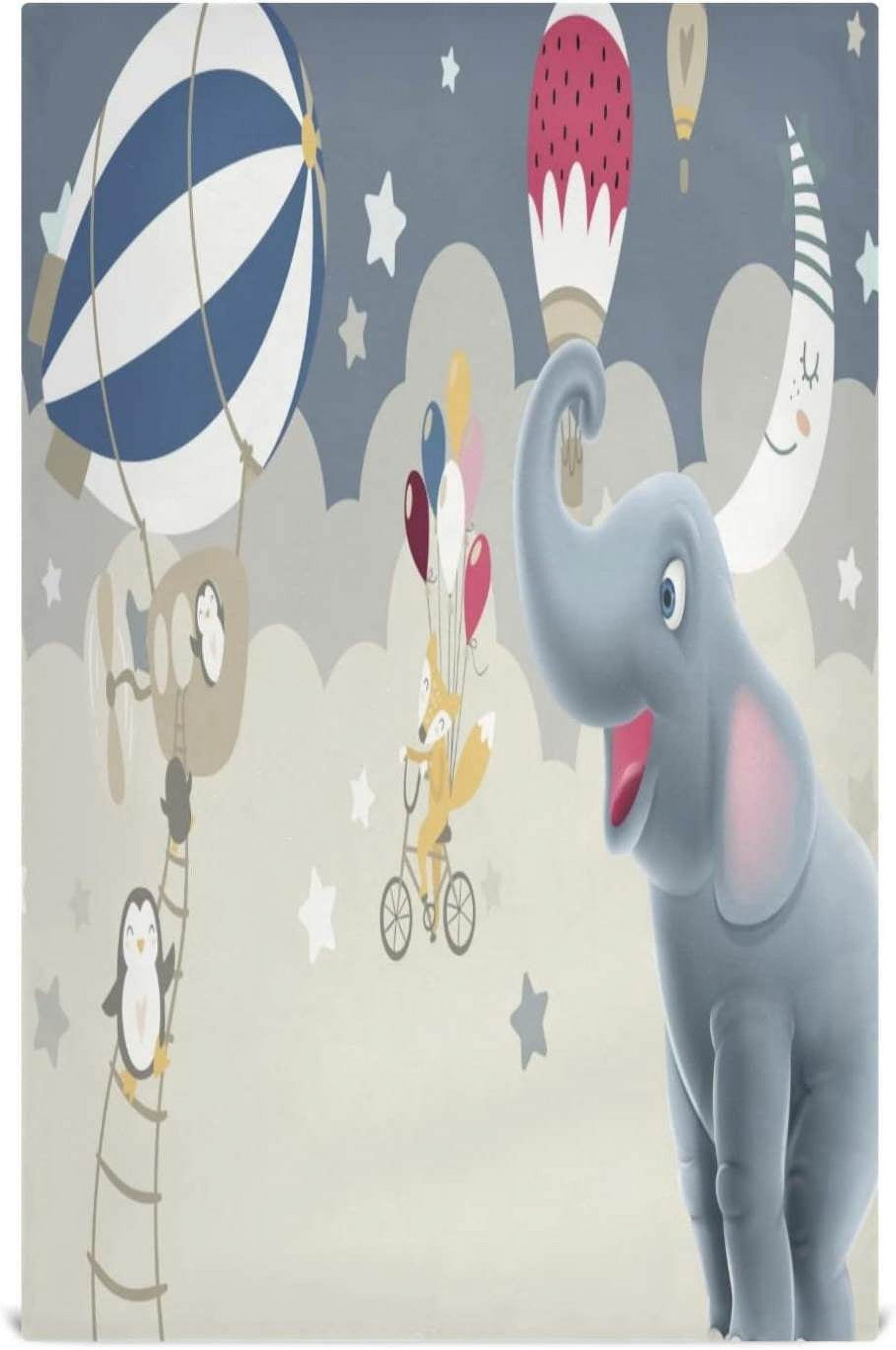 Cartoon Animals Dream Night Kitchen Dish Towels Set of 1, Elephant ...
