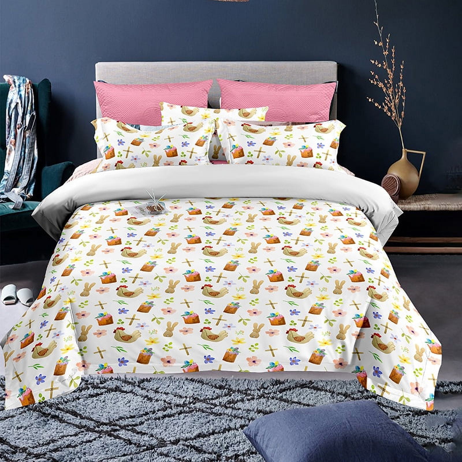 Cartoon Animals Duvet Cover Cute Rabbit Toddler Bedding Set Dorm Room ...