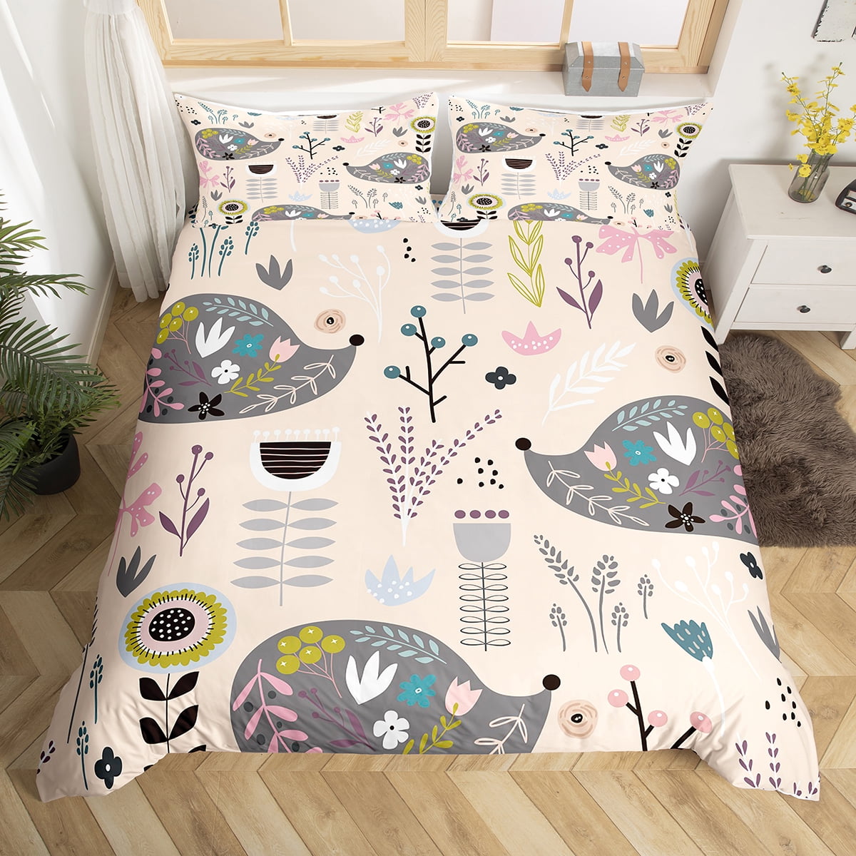 Cartoon Animals Duvet Cover for Kids Boys Girls Toddler,Abstract Whales ...