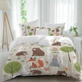 Cartoon Animals Duvet Cover Set Queen Size, Cute Cartoon Bear Fox ...