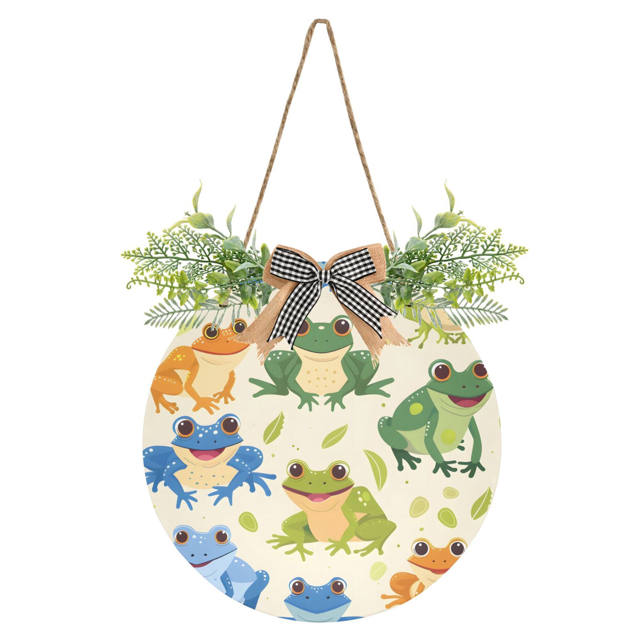 Cartoon Animals Frogs Welcome Front Door Sign Round 12 inch Porch ...