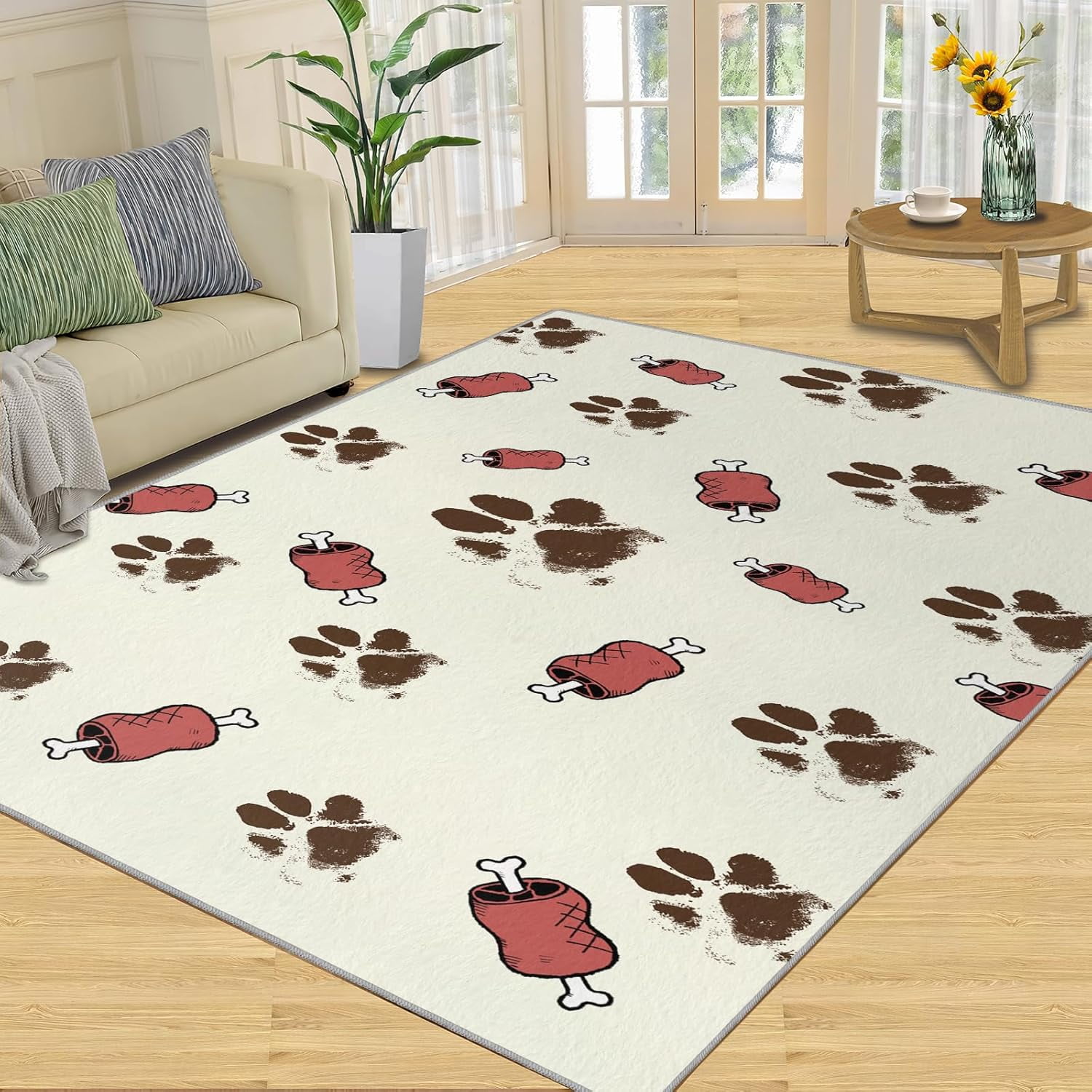 Cartoon Animals For Kids Area Rugs Cute Brown Meaty Leg Bones Animal ...