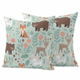 Cartoon Animals Outdoor Pillow Covers Set of 2 Cute Foxes Rabbits Bears ...
