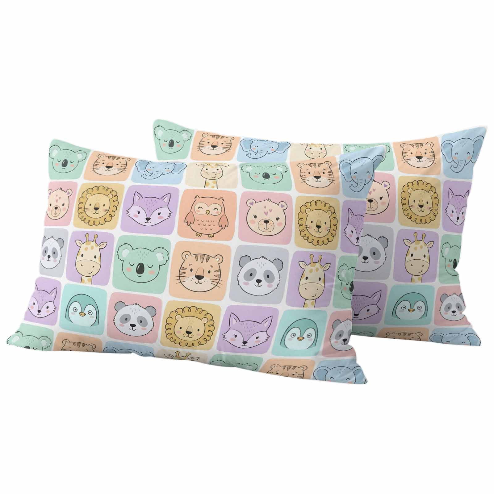 Cartoon Animals Outdoor Pillow Covers Set of 2 Tiger Koalas Elephant ...