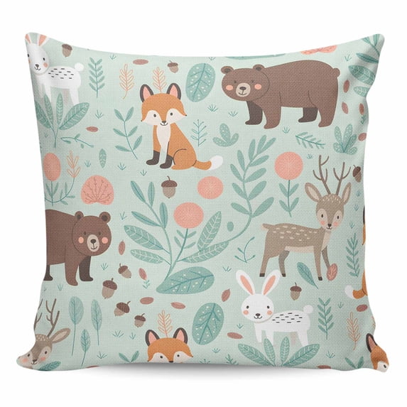 Cartoon Animals Pillow Covers 16x16 Inch Decorative Throw Pillow Cover ...