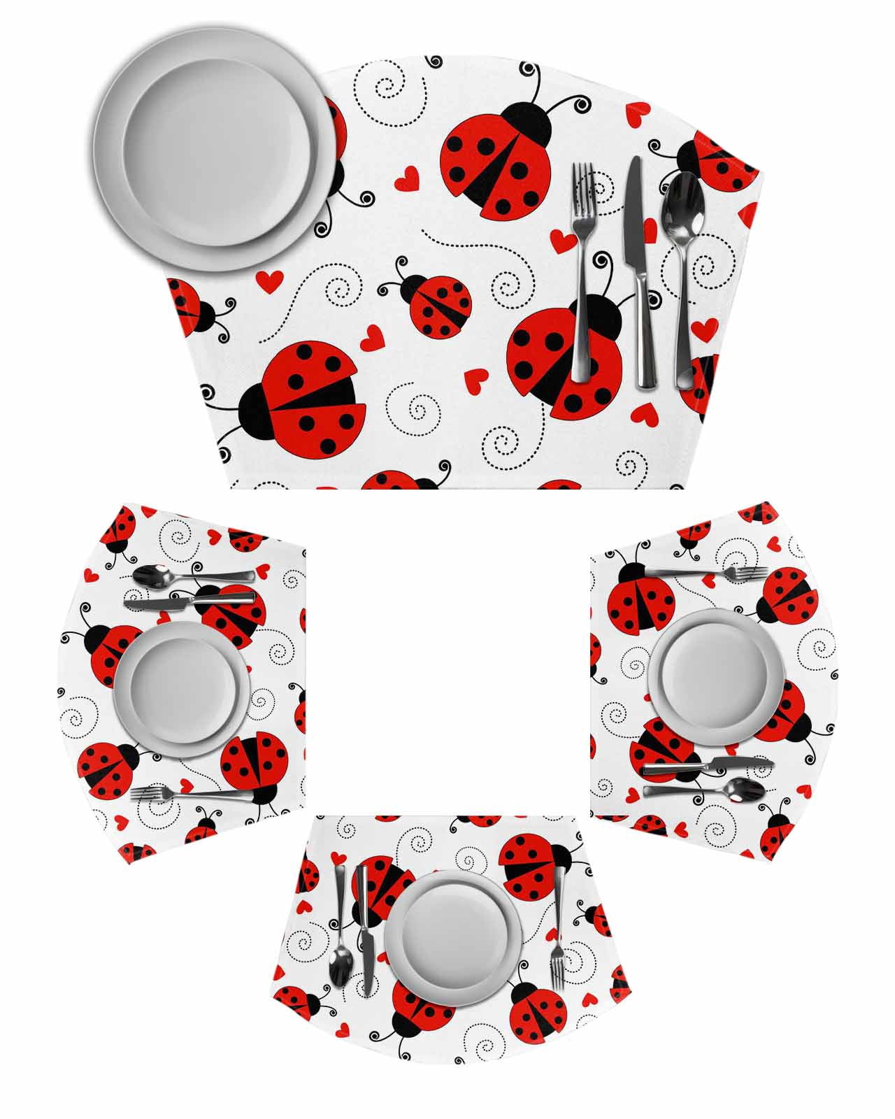 Cartoon Animals Round Table Placemats Set of 4 Wedge Placemats, Funny ...