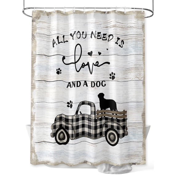 Cartoon Animals Shower Curtain 48"W x 72"L Vintage Dogs Claws Trucks ...