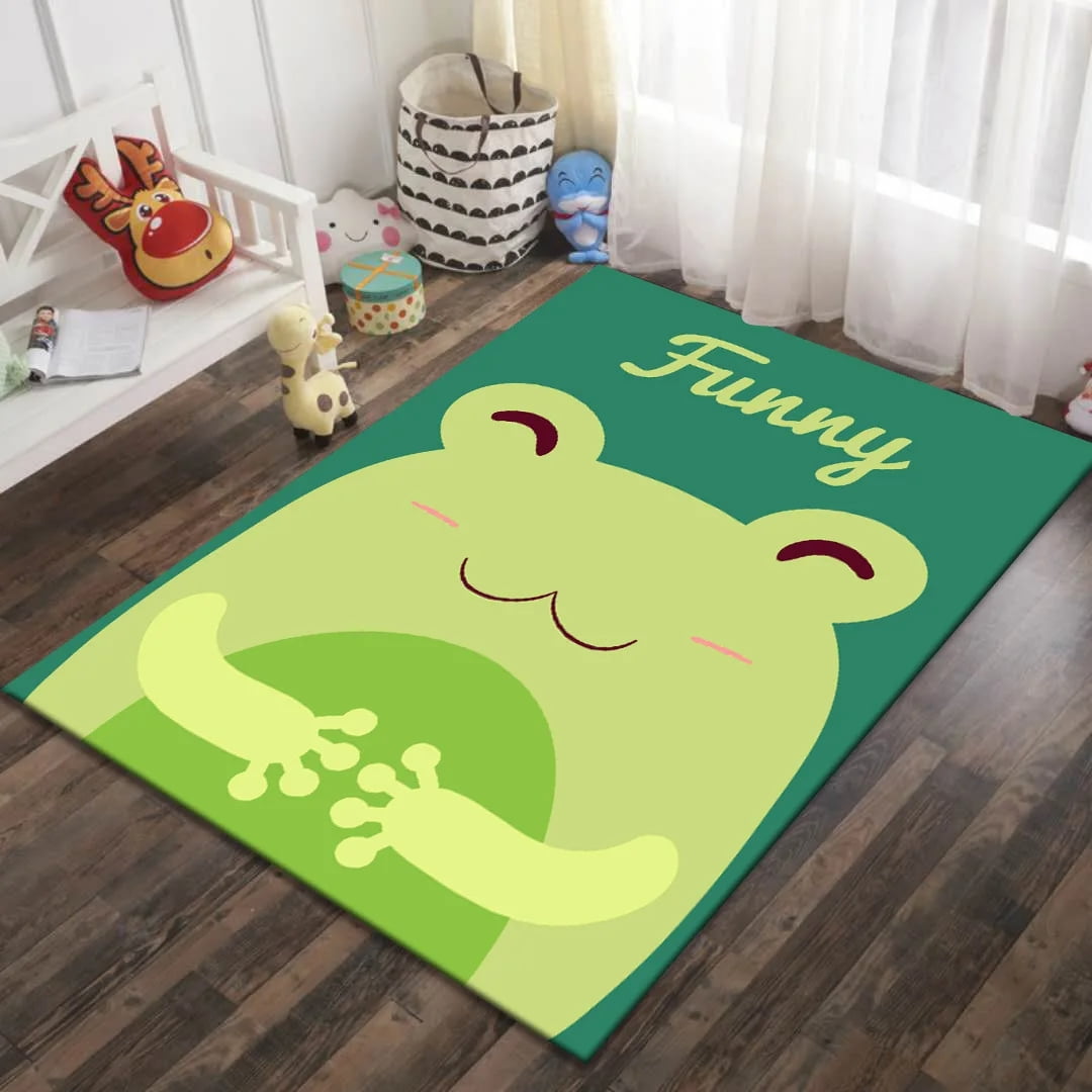 Cartoon Animals Style Carpet Kids Bedroom Crawling Rug Anti-slip ...