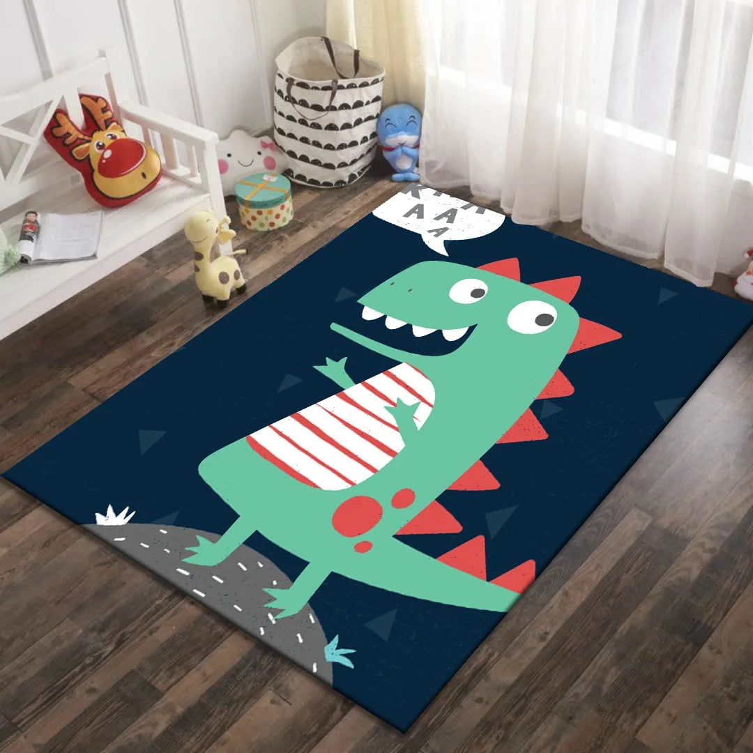 Cartoon Animals Style Carpet Kids Bedroom Crawling Rug Anti-slip ...