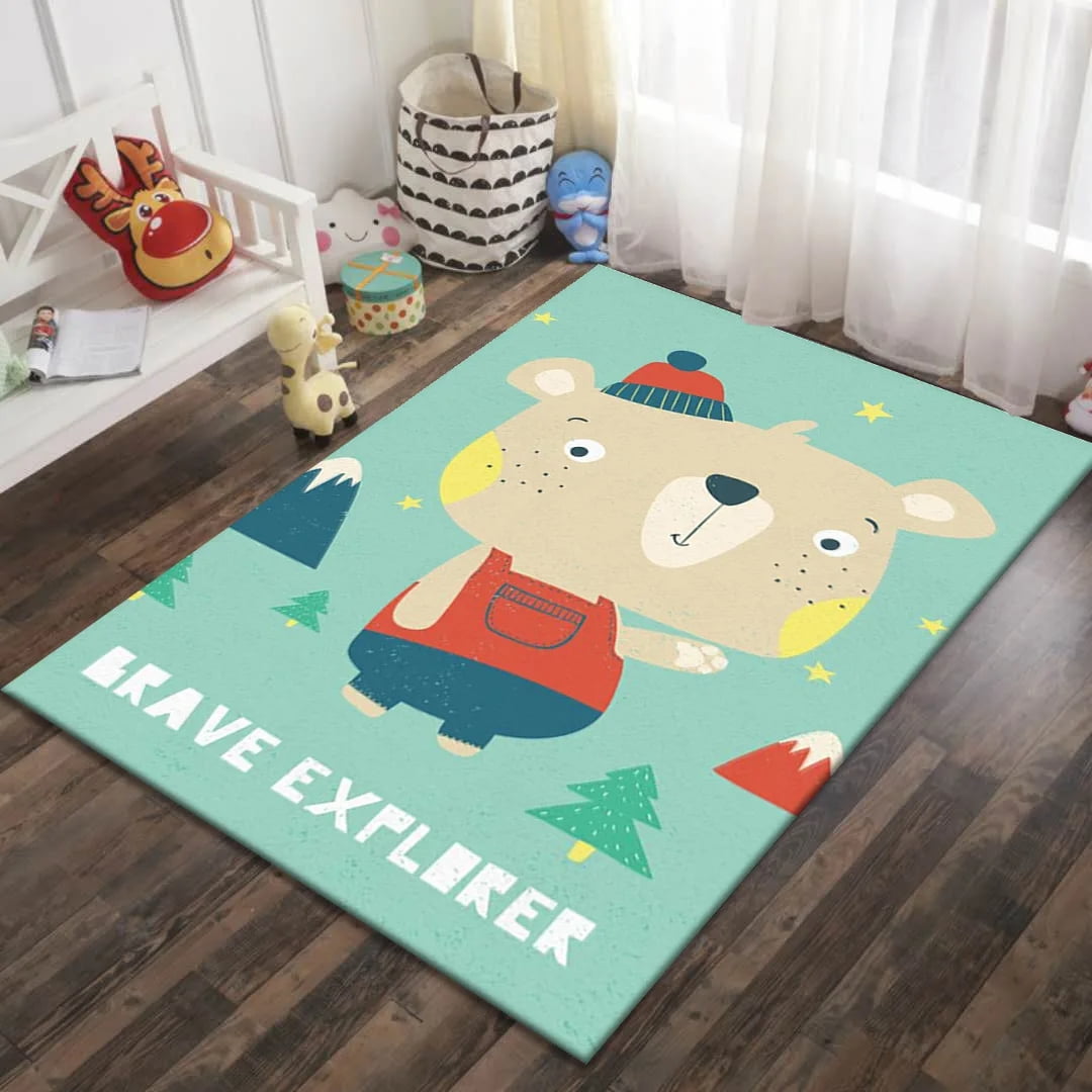 Cartoon Animals Style Carpet Kids Bedroom Crawling Rug Anti-slip Bathroom Rug Living Room Floor ...
