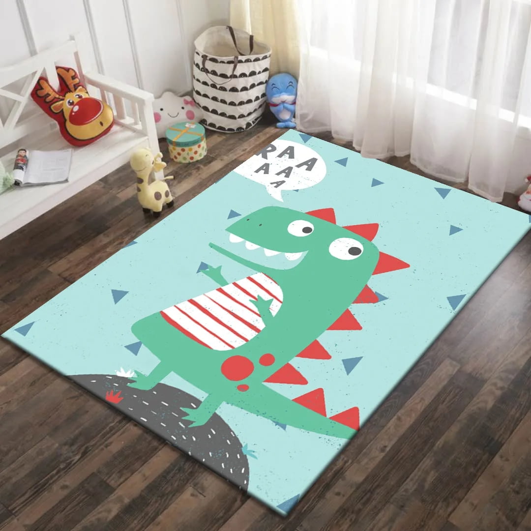 Cartoon Animals Style Carpet Kids Bedroom Crawling Rug Anti-slip ...