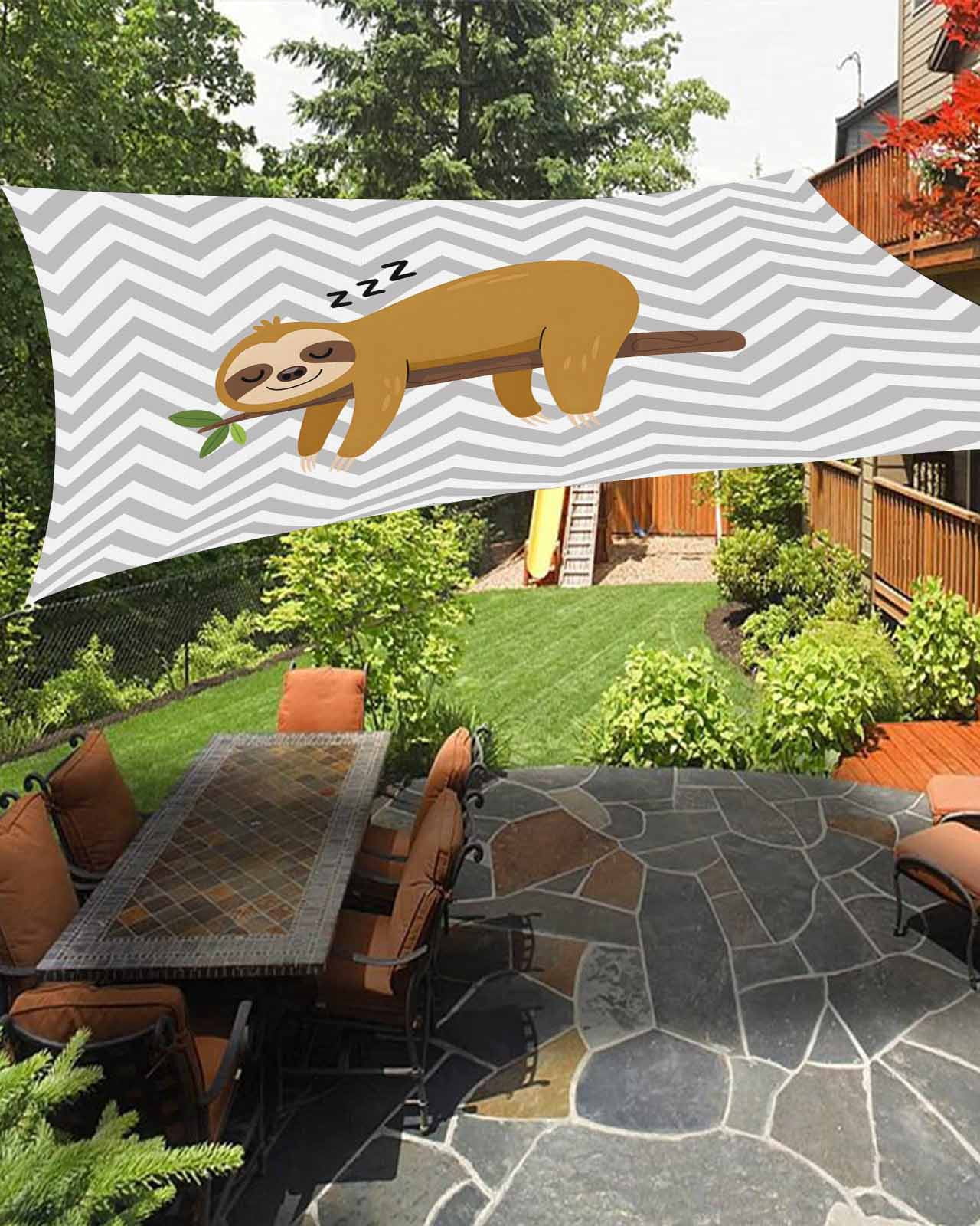 Cartoon Animals Sun Shade Sail 6.5'X10' Brown Sleeping Lazy Sloths Grey ...