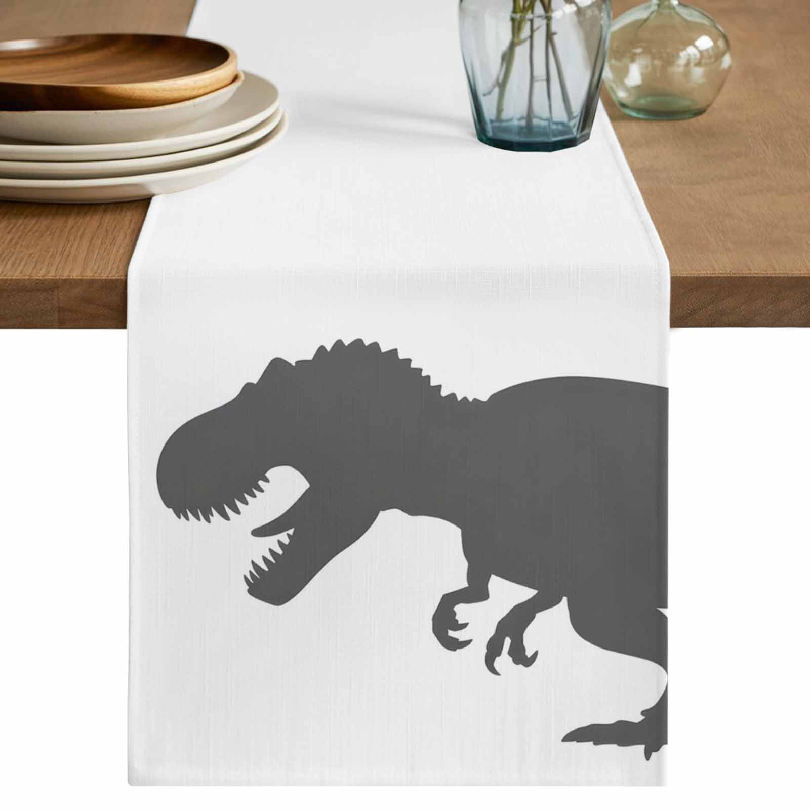 Cartoon Animals Table Runner 72 Inches, Funny Minimalism Grey ...