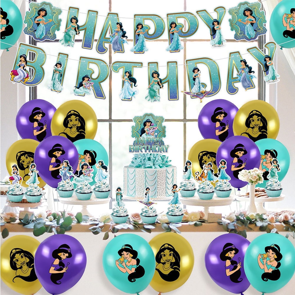 Cartoon Animation Aladdin Princess Jasmine Birthday Party Banner Flag ...