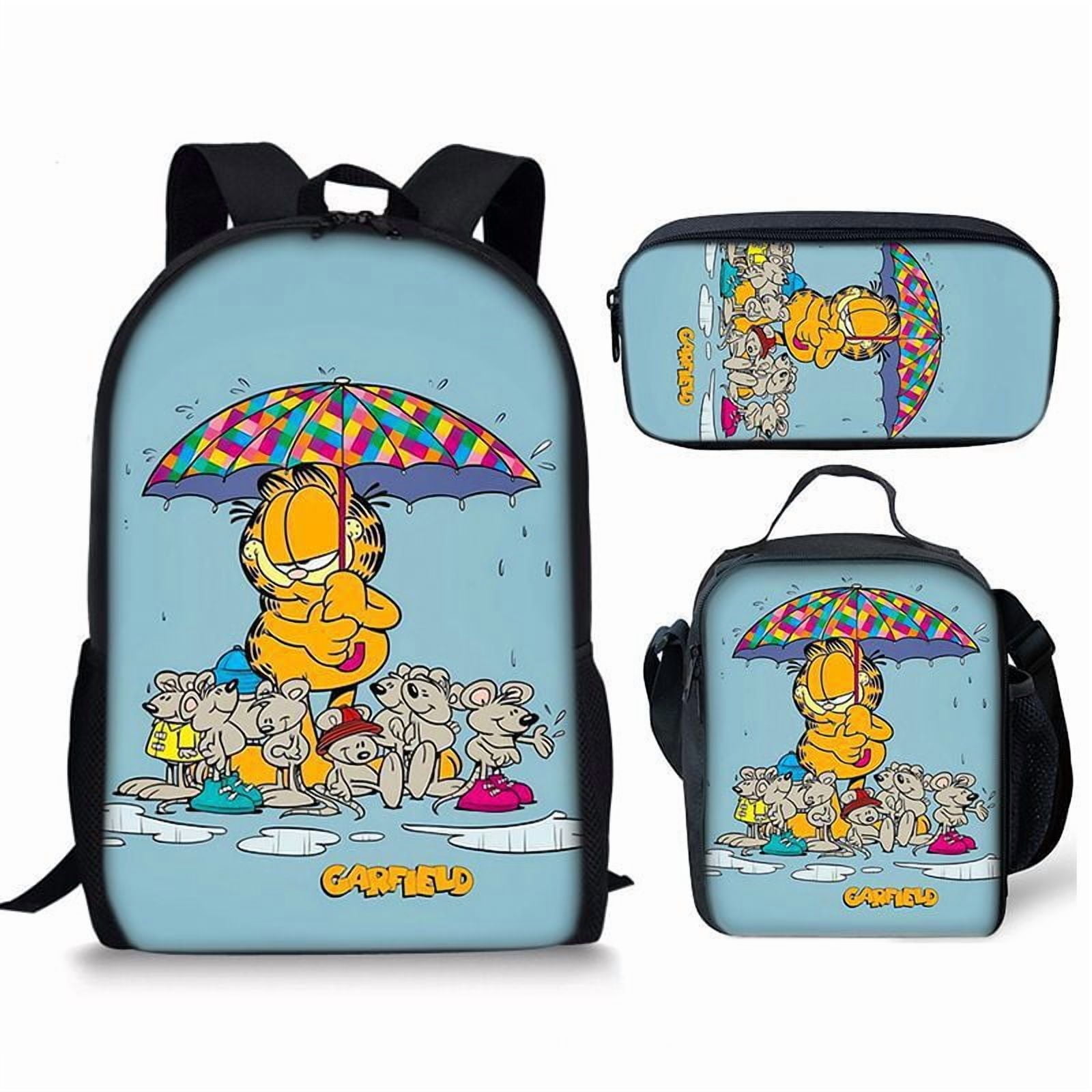 Cartoon Animation Garfield the cat Backpack Three-piece Set for ...