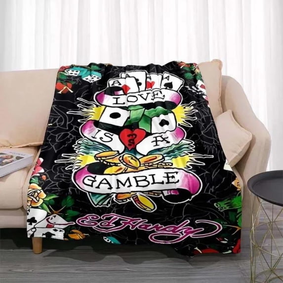 Cartoon Anime Blanket TattooTiger Skull Blanket Living Room Bedroom ...