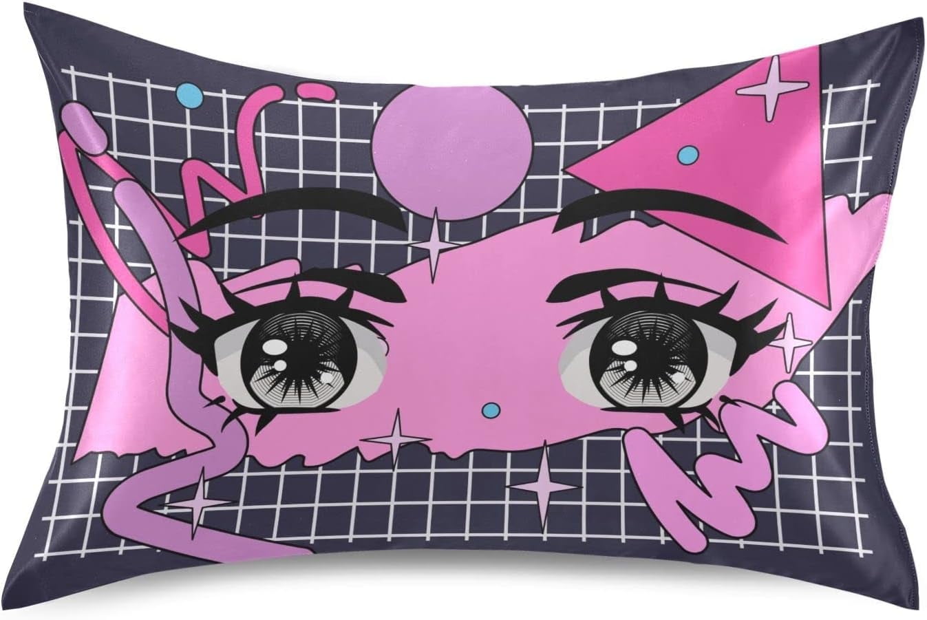 Cartoon Anime Eyes Silky Satin Pillowcase, Luxury Soft Pillow Case for ...