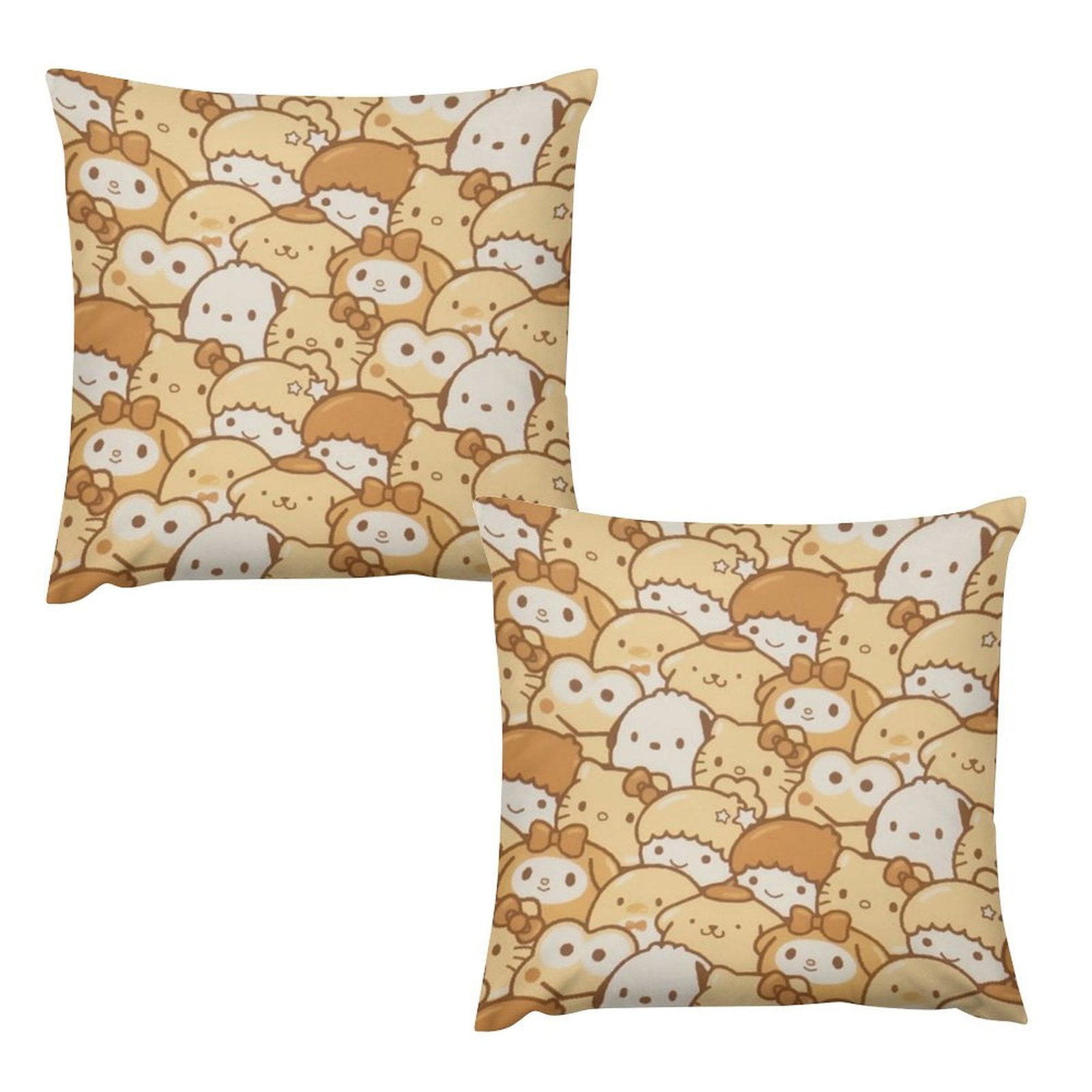 Cartoon Anime Hello Kitty Kids Plush Pillow Case Set of 2, Soft Square ...