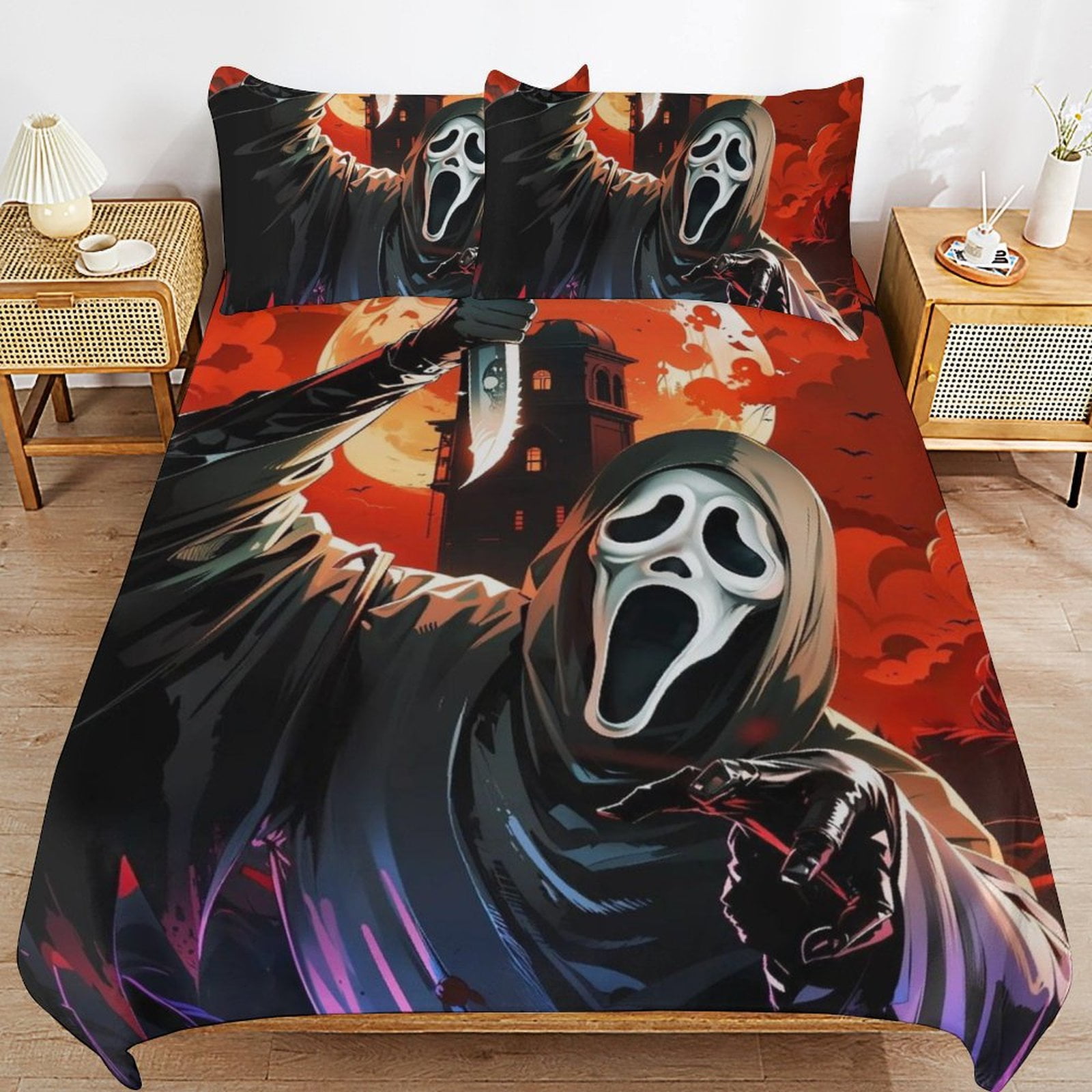 Cartoon Anime Horror Ghostface Scream Thickened Bed 3 Pieces Set With ...