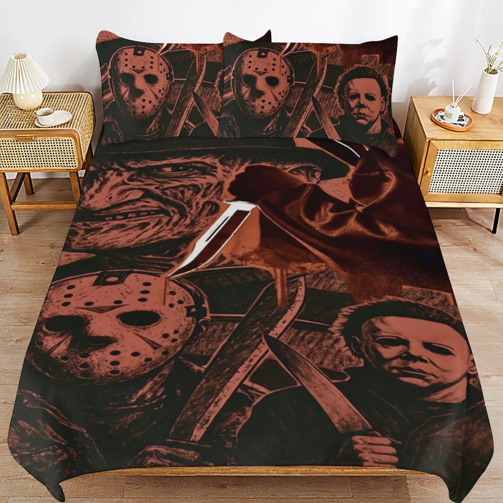 Cartoon Anime Horror Ghostface Scream Thickened Bed 3 Pieces Set With ...