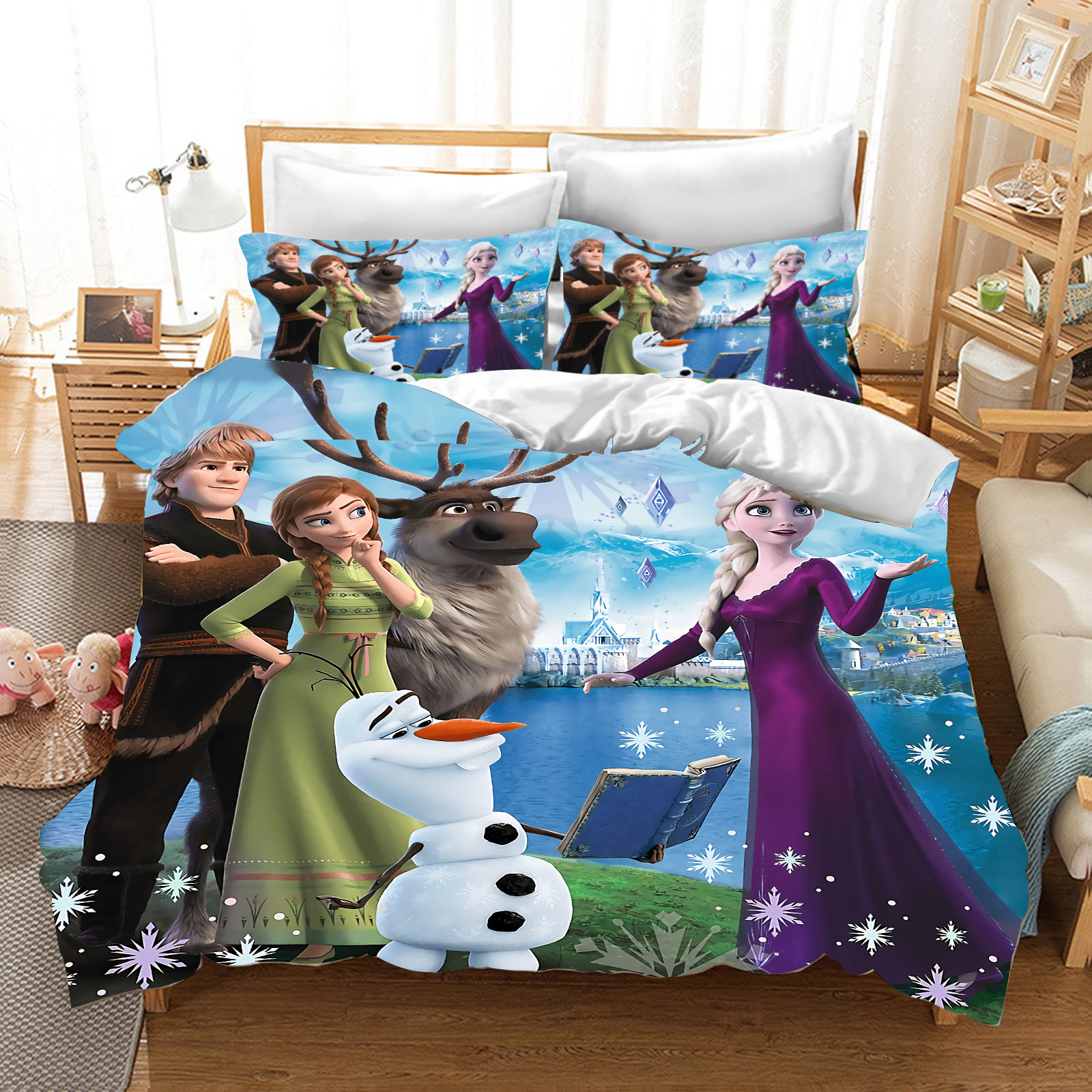 Cartoon Anime Ice Princess Bedding Set Duvet Cover Comfortable and ...