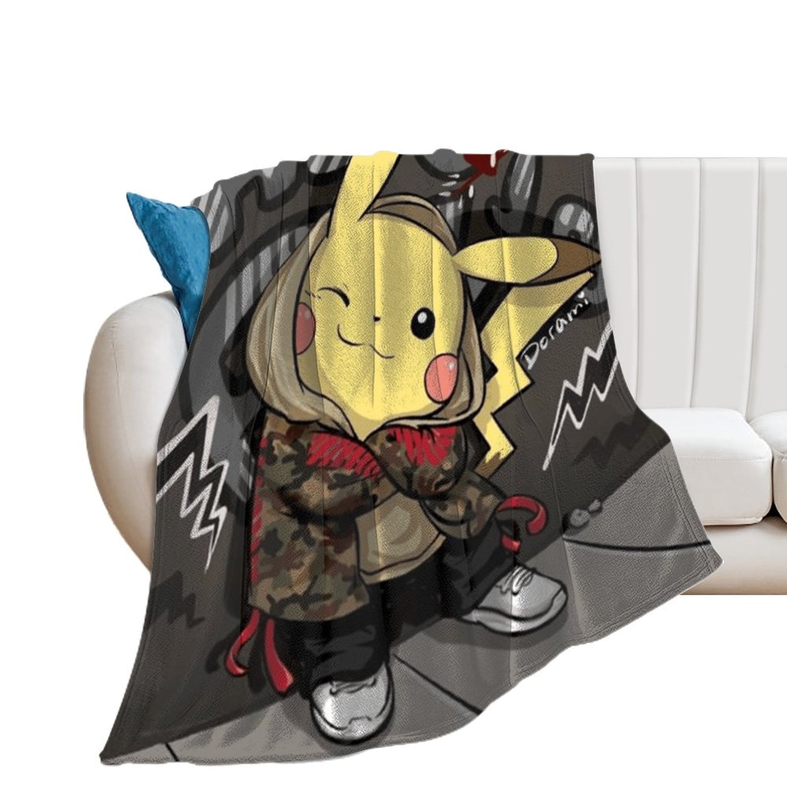 Cartoon Anime Pokemon Flannel Printed Plush Throw Blanket, Comfortable ...