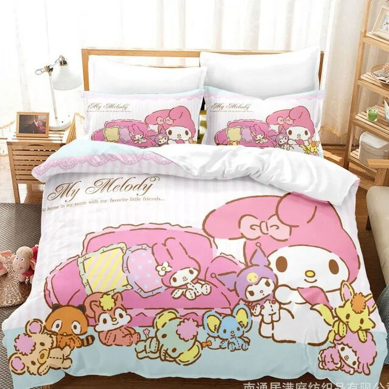 Cartoon Anime Sanrio Bedding Set Hello Kitty Kuromi Melody Quilt Duvet