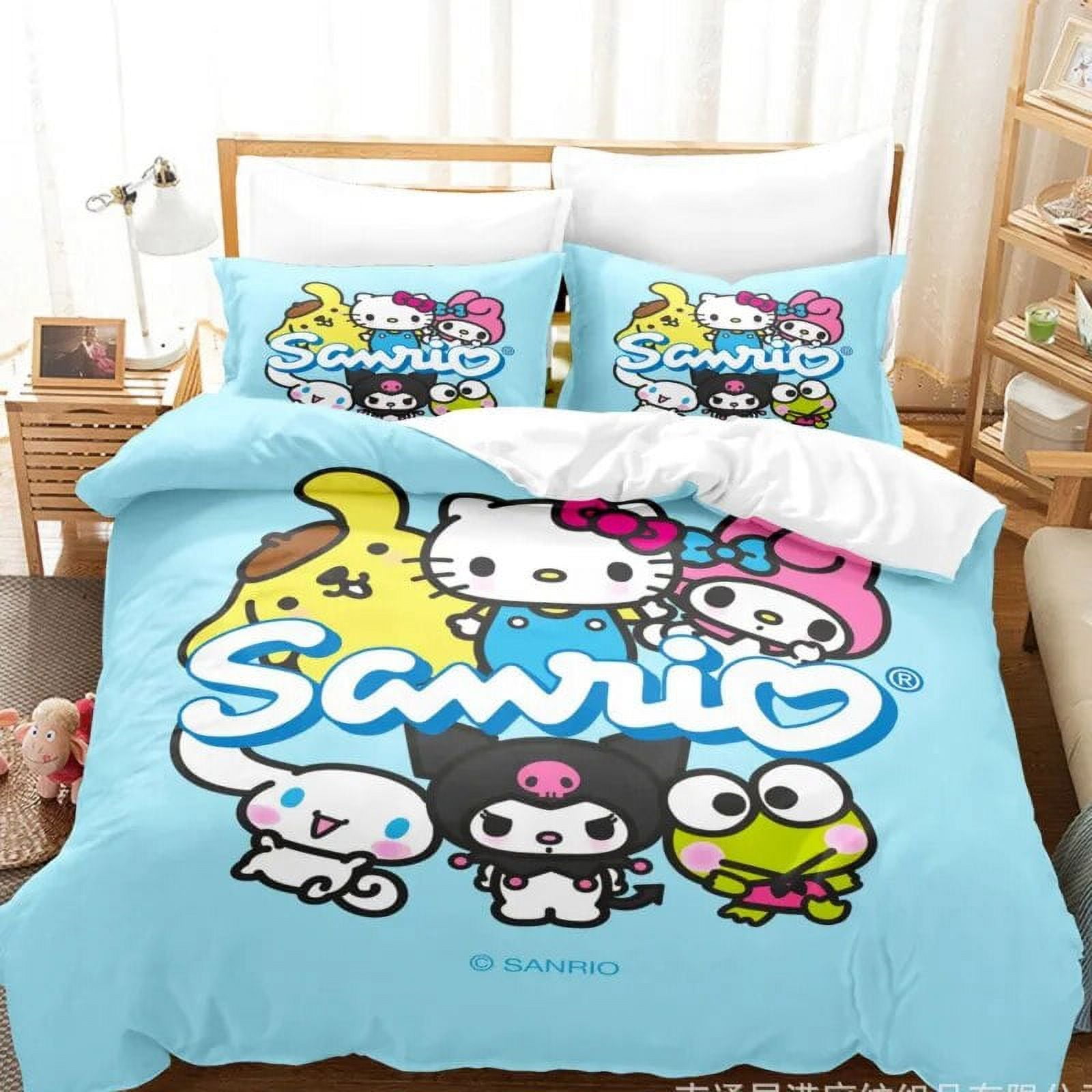 Cartoon Anime Sanrio Bedding Set Hello Kitty Kuromi Melody Quilt Duvet