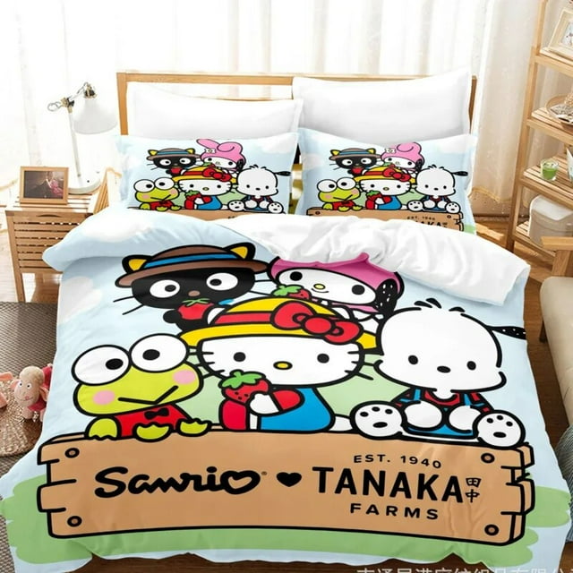 Cartoon Anime Sanrio Bedding Set Hello Kitty Kuromi Melody Quilt Duvet
