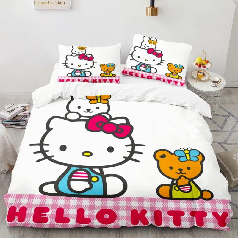 Cartoon Anime Sanrio Bedding Set Hello Kitty Quilt Duvet Cover ...